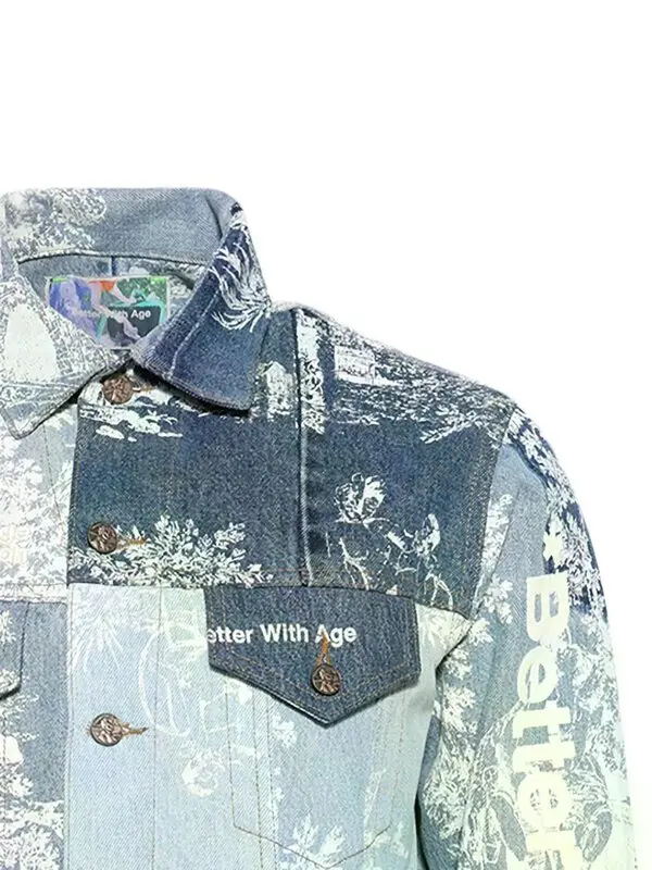 BETTER WITH AGE Teresa Patchwork Buttoned Jacket - Blue