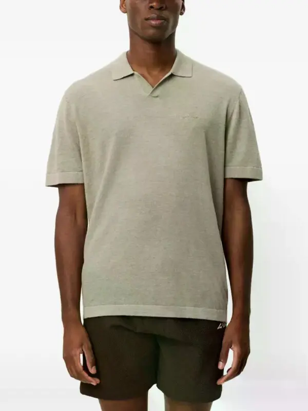 LES DEUX V-neck Logo Polo Shirt - Green