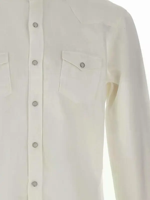 BARBA NAPOLI Flap-pocket Button-fastening Shirt - White