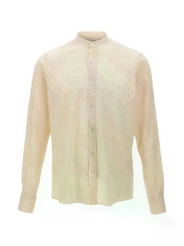 Tagliatore Band-collar Shirt - Neutrals