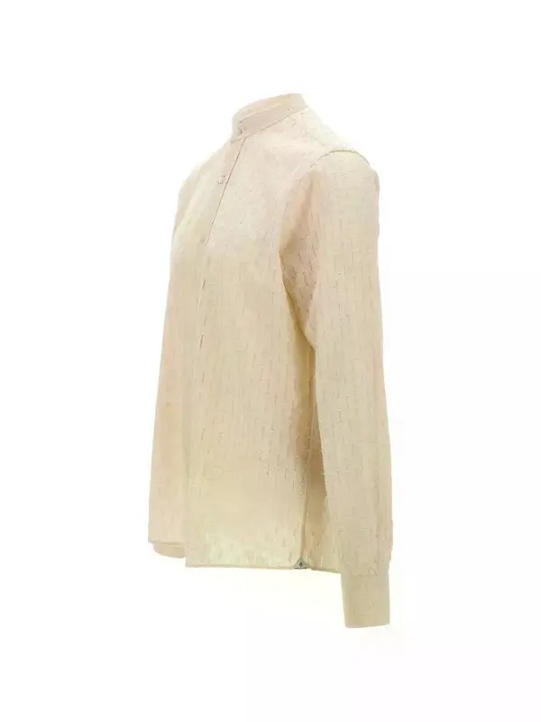 Tagliatore Band-collar Shirt - Neutrals
