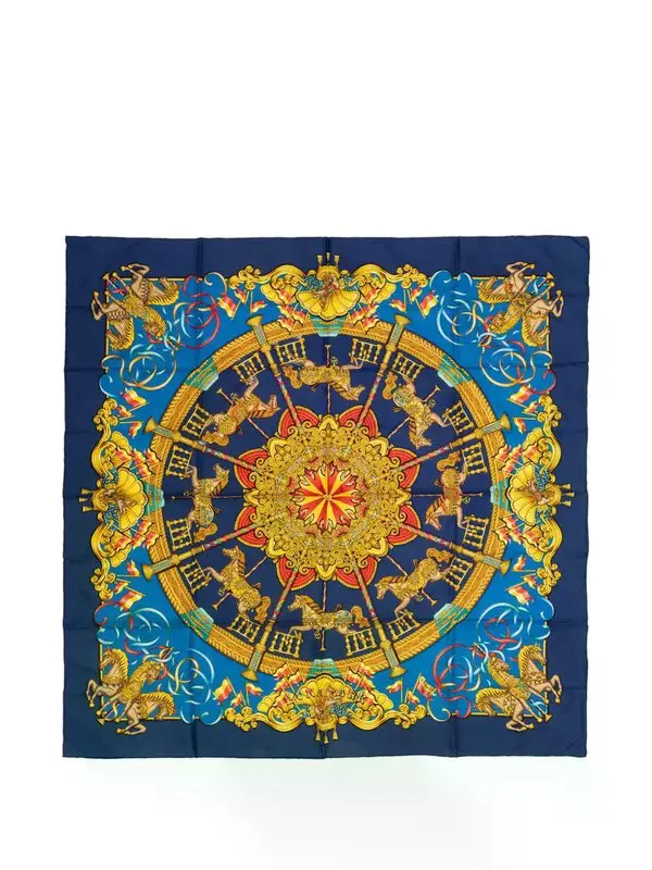 Hermès Luna Printed Silk Scarf - Blue