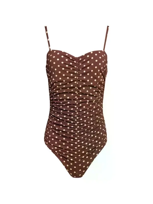 WEILI ZHENG Polka-dot One-piece Swimsuit - Brown