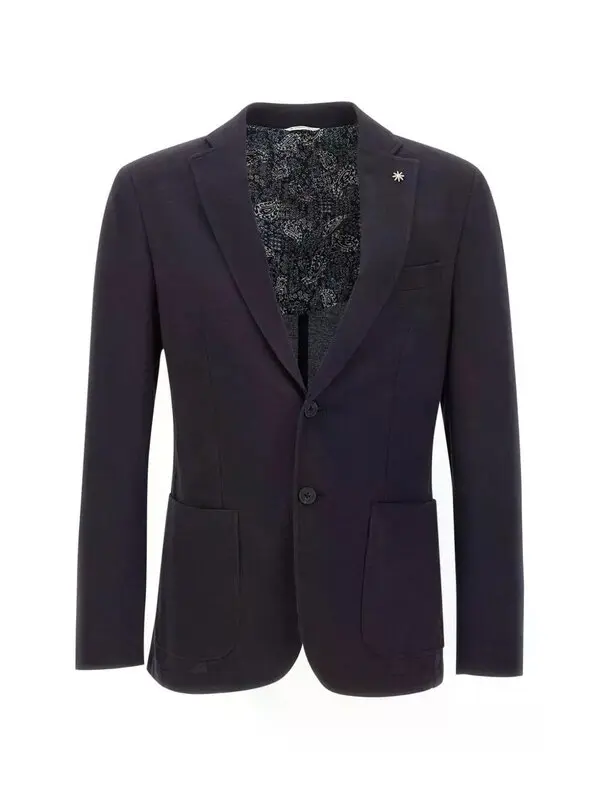 MANUEL RITZ Patch-pocket Star-pin Blazer - Blue