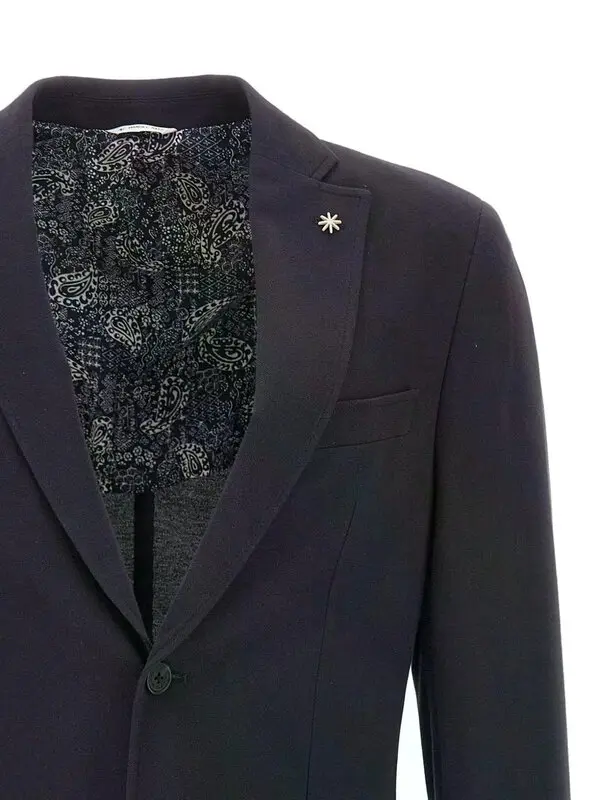 MANUEL RITZ Patch-pocket Star-pin Blazer - Blue