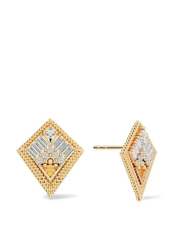 GWEN BELOTI Diamond Kite Motif Stud Earrings - Gold