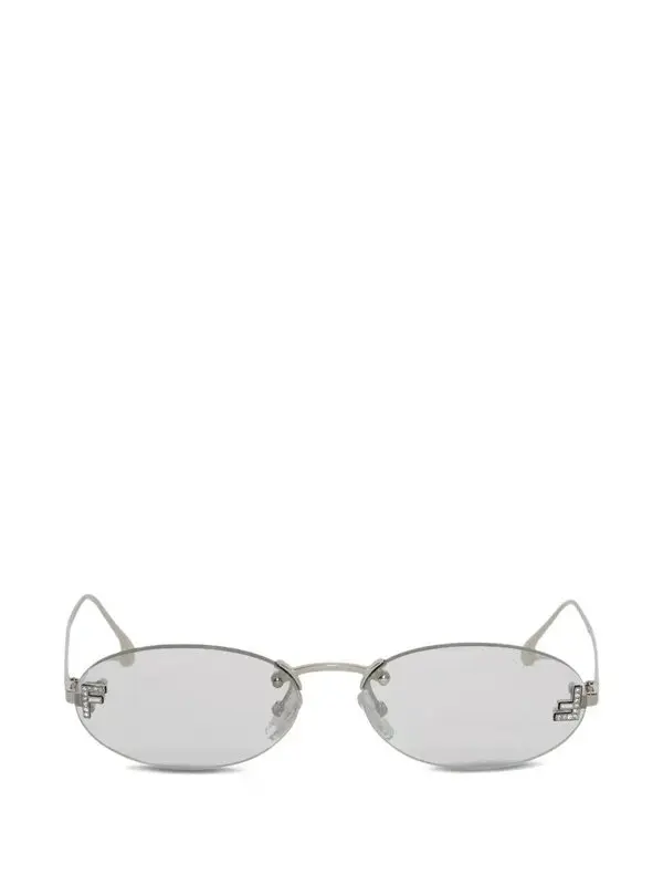 Fendi Crystal Embellished Oval Sunglasses - Grey