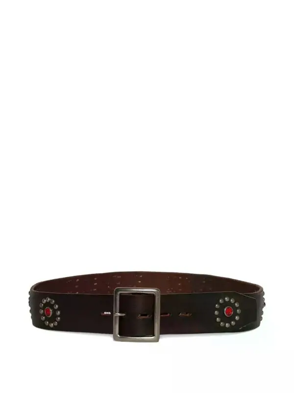 MadeWorn Live Free Stud-embellished Belt - Brown