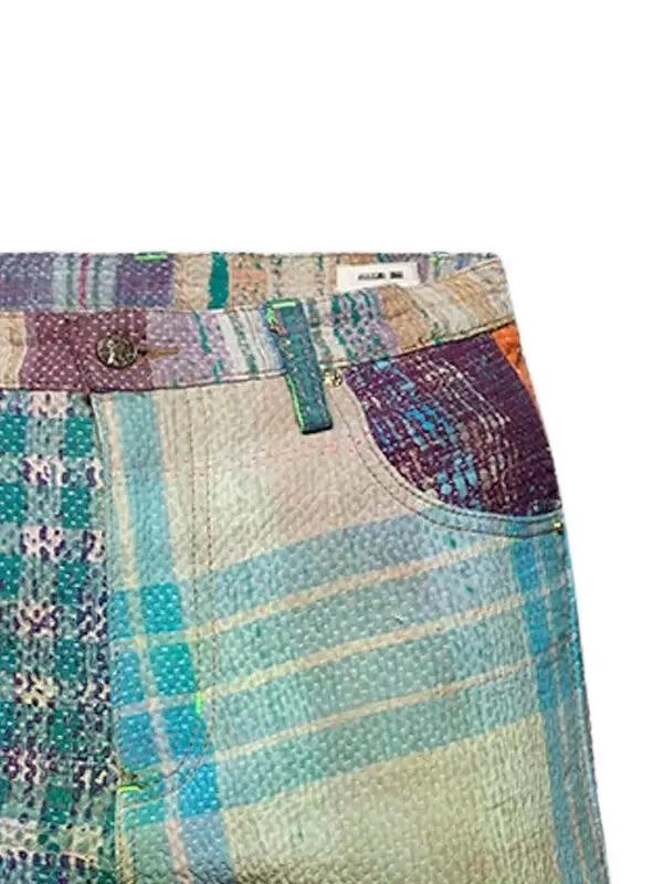 BETTER WITH AGE Isaac Kantha Patchwork Shorts - Blue
