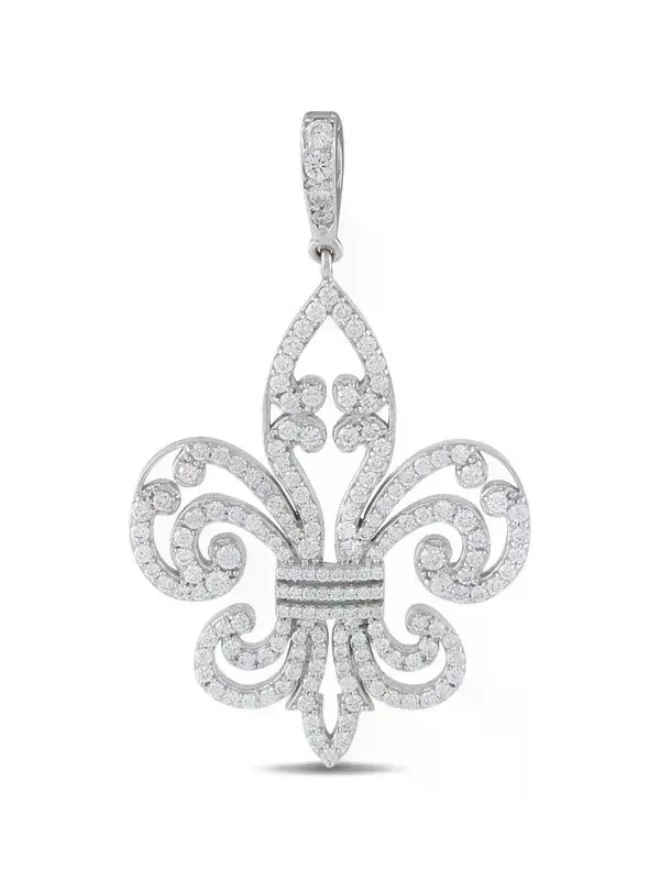 RHONDA FABER GREEN Diamond Fleur-de-lis Pendant - Silver
