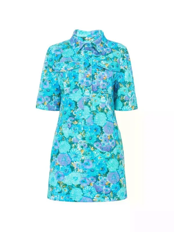 Chloé Floral Print Mini Dress - Blue