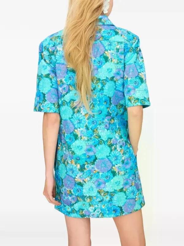 Chloé Floral Print Mini Dress - Blue