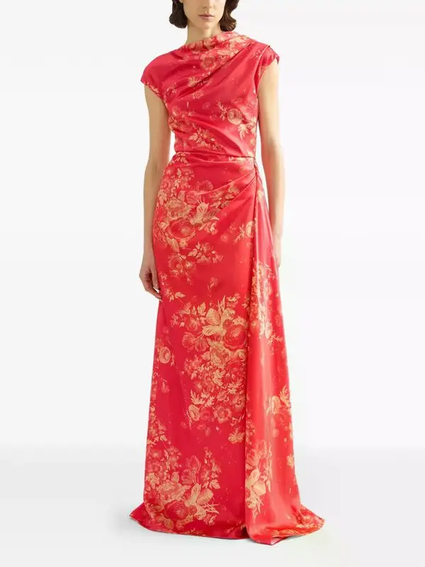 Erdem Floral Draped Maxi Dress