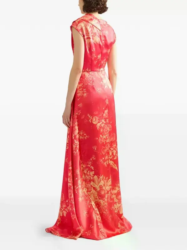 Erdem Floral Draped Maxi Dress