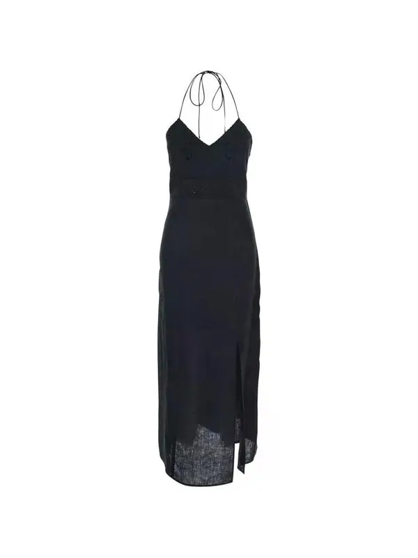 TWINSET Embroidered Eyelet Midi Dress - Black