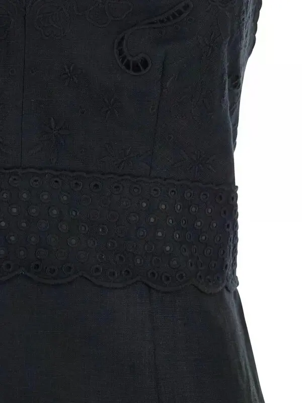 TWINSET Embroidered Eyelet Midi Dress - Black