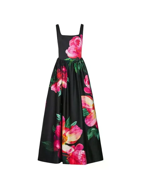 Alice + Olivia Tarrie Floral Print Maxi Dress - Black