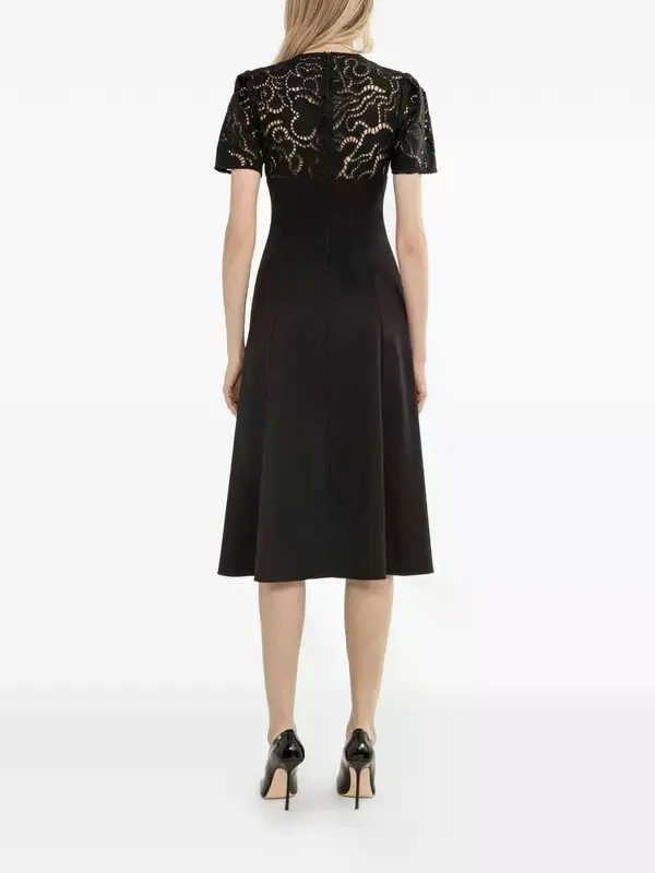 NISSA Floral-embroidery Midi Dress