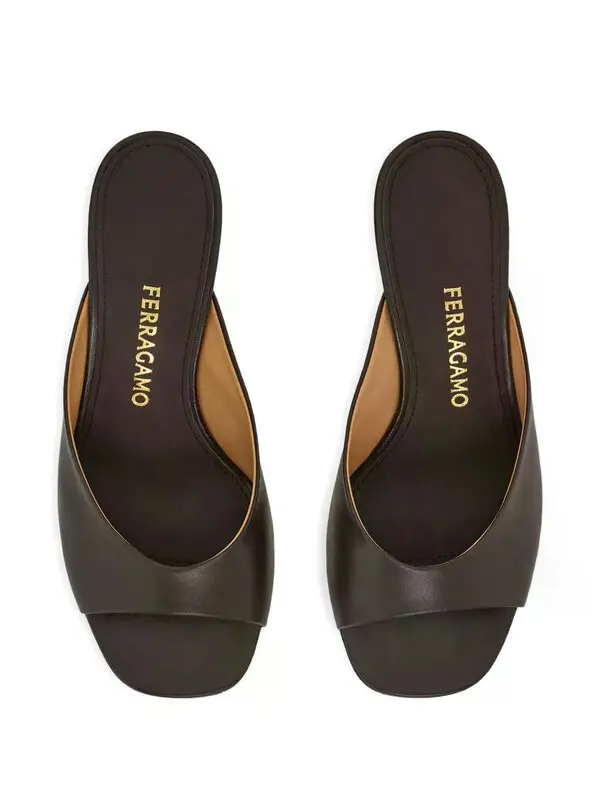 FERRAGAMO Leather Open-toe Mules - Brown