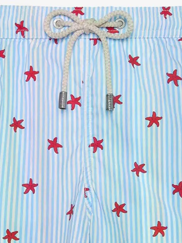 MC2 SAINT BARTH Starfish-print Striped Swim Shorts - Blue