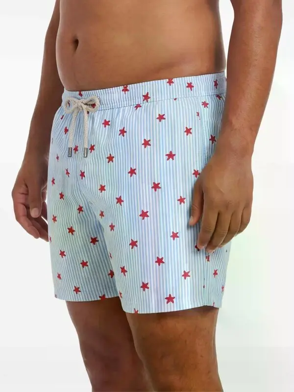 MC2 SAINT BARTH Starfish-print Striped Swim Shorts - Blue