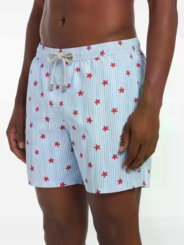 MC2 SAINT BARTH Starfish-print Striped Swim Shorts - Blue