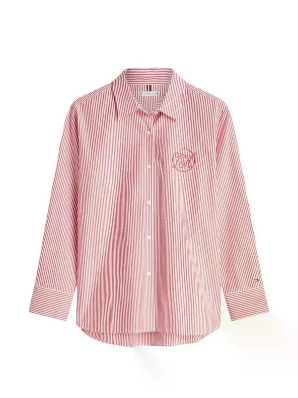 Tommy Hilfiger Striped Embroidered Shirt - Red