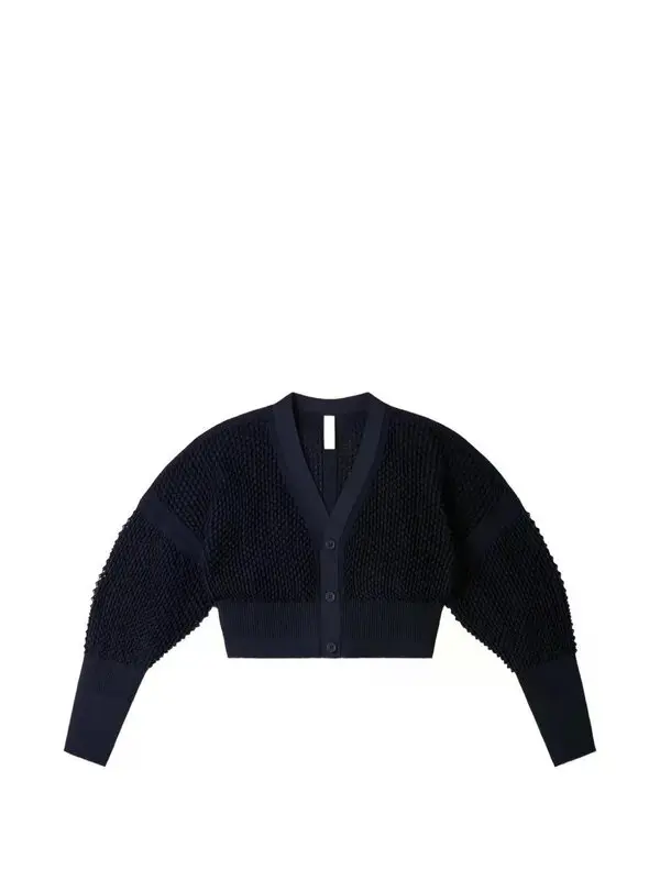 CFCL Lattice Button Textured Cardigan - Blue