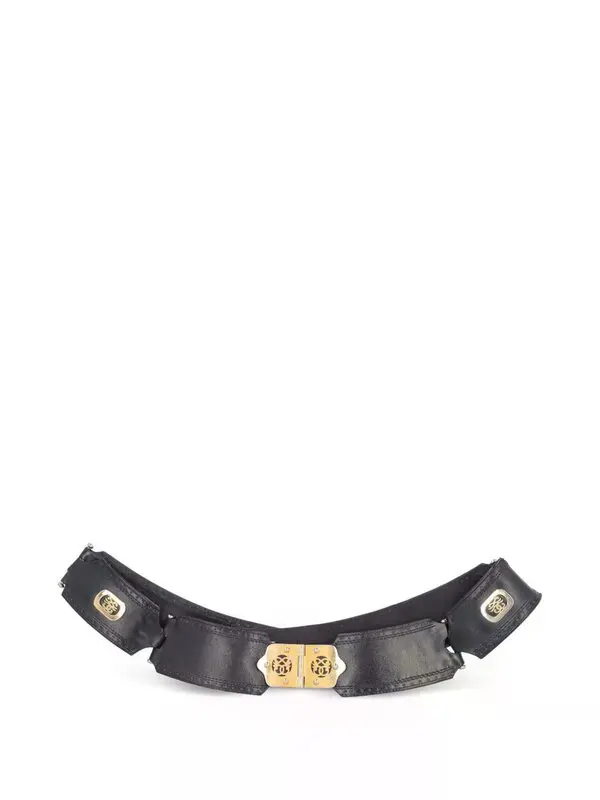 PIROVANO VINTAGE Decorative Leather Belt - Black