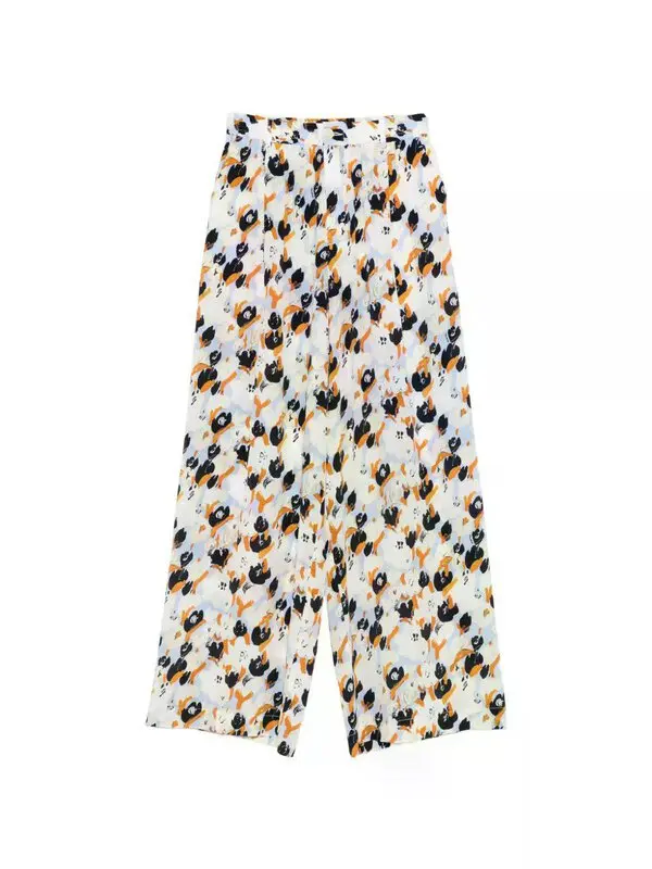 Marni Floral Print Wide Leg Trousers - Neutrals