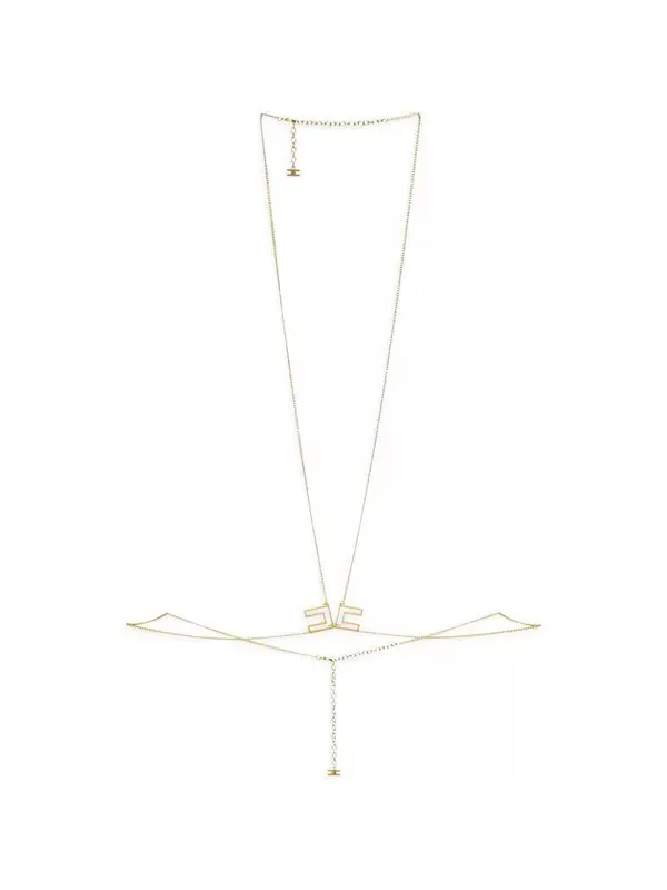 Elisabetta Franchi Logo-detail Bodychain - Gold