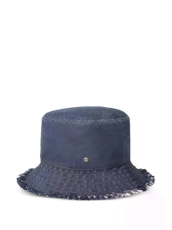 MAISON MICHEL Jason Fringed Appliqué Bucket Hat - Blue