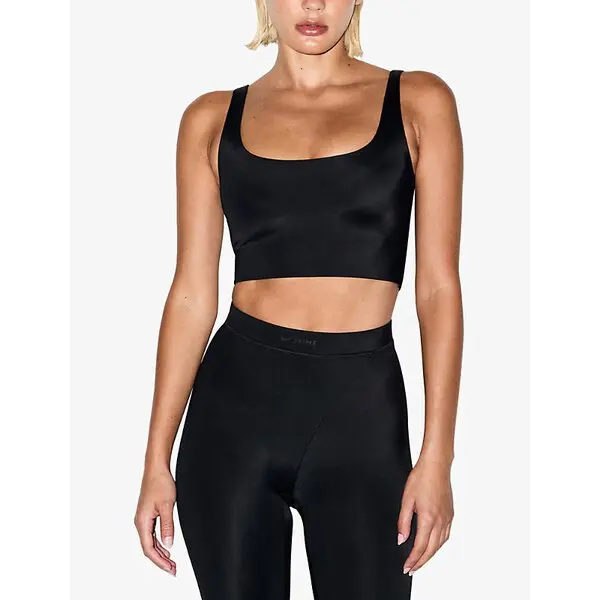 NIKESKIMS Shine Scoop-neck Bra Top - Obsidian