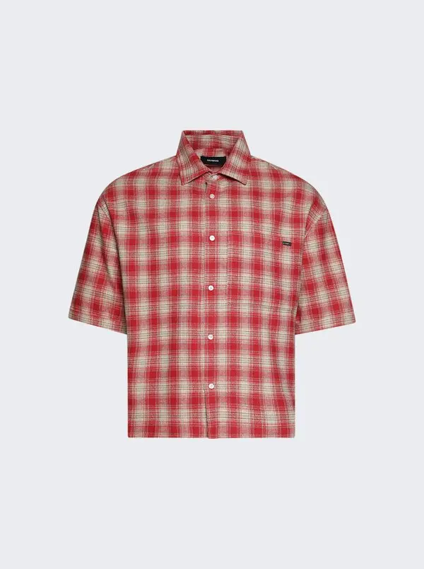 NAHMIAS Plaid Cropped Ss Shirt Cherry Plaid Flannel