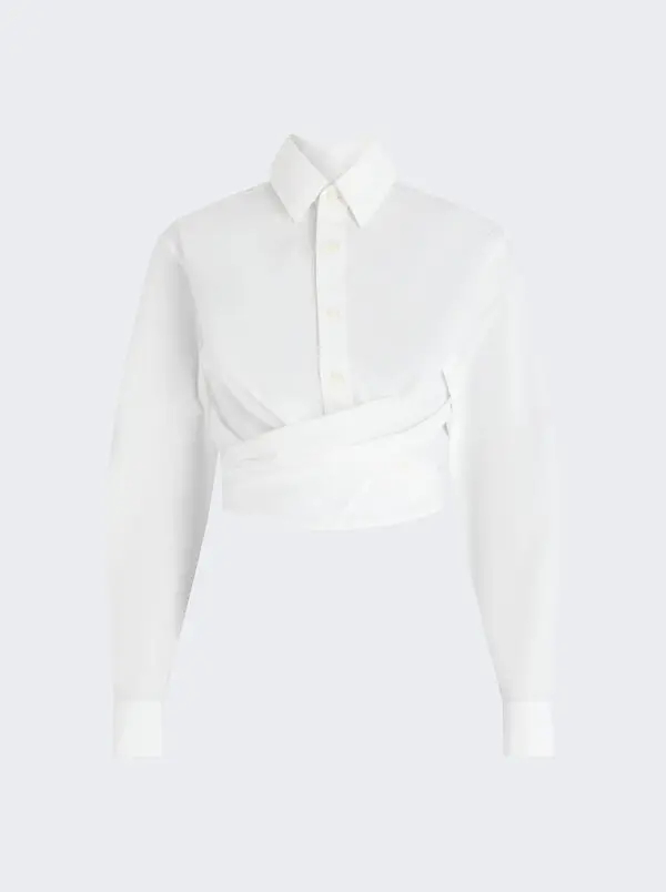 JEAN PAUL GAULTIER The Wrapped Cropped Cache-cåur Shirt - Navy