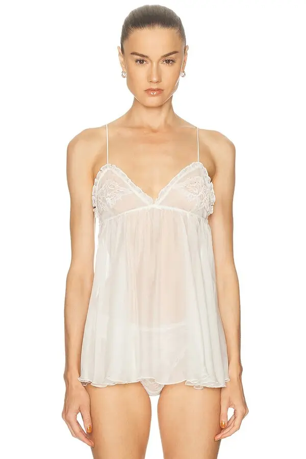 SKIMS Romance Lace Babydoll Slip Dress - Ivory