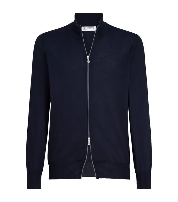 Brunello Cucinelli Cashmere-silk Cardigan - Blue