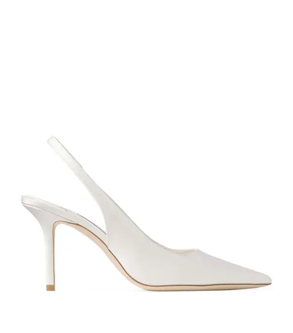 JIMMY CHOO Love 85 Satin Slingback Pumps - Ivory