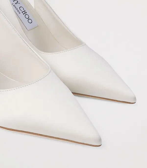 JIMMY CHOO Love 85 Satin Slingback Pumps - Ivory