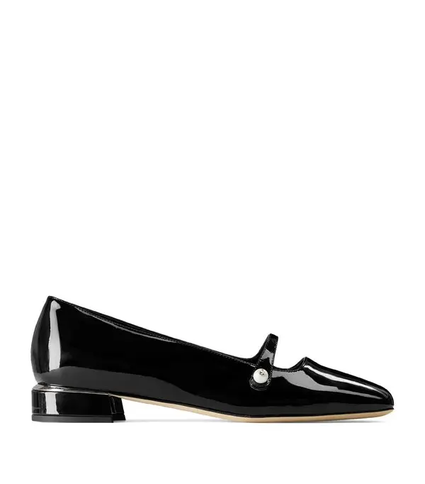 JIMMY CHOO Elisa Leather Ballerina Flats - Black