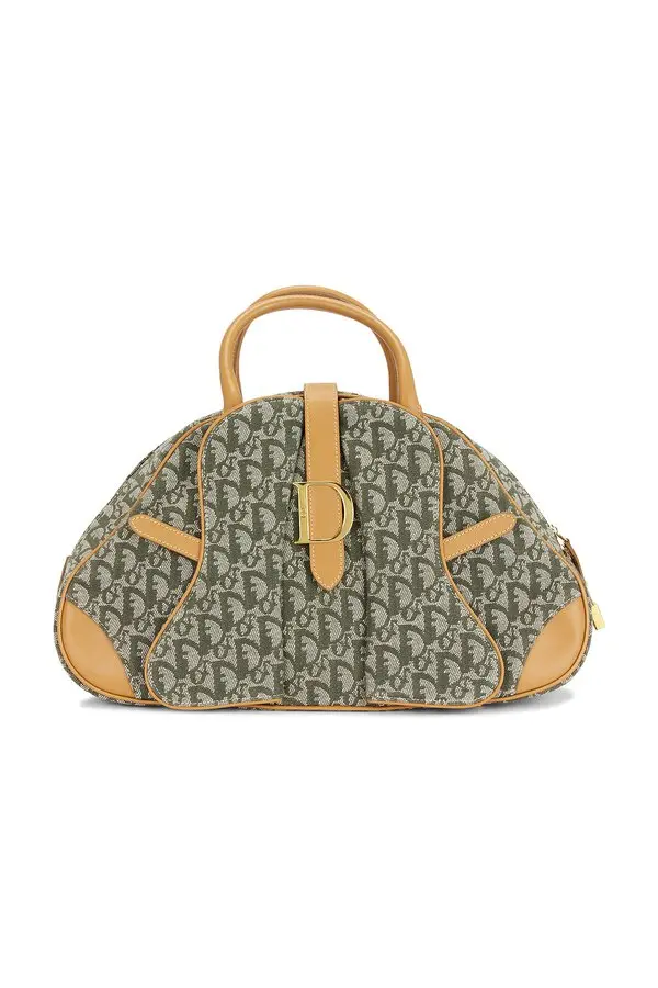 Dior Vintage Diorissimo Double Saddle Bowler Bag - Beige