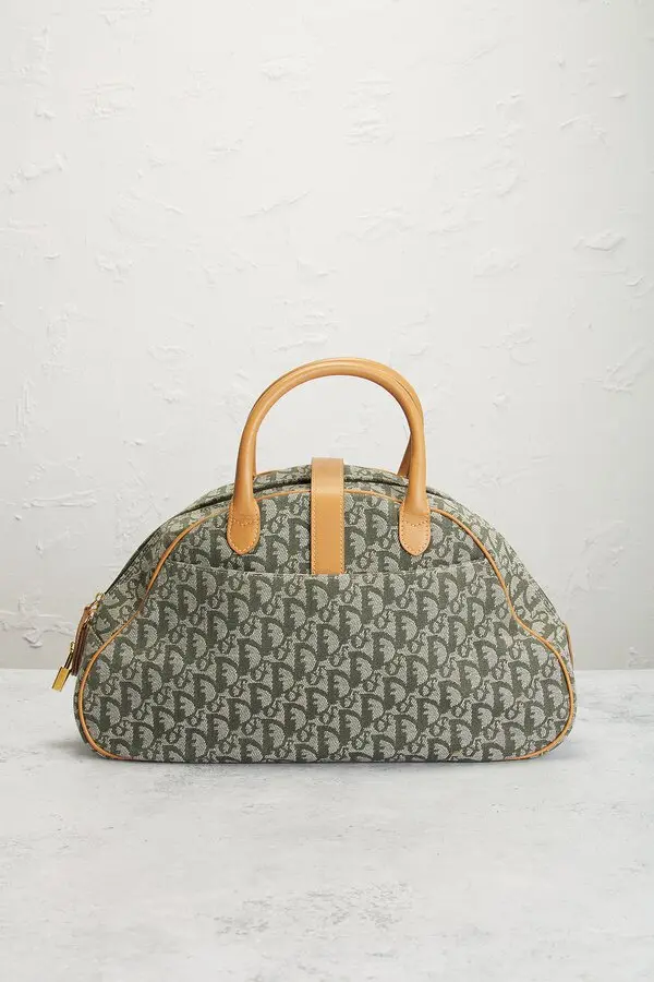 Dior Vintage Diorissimo Double Saddle Bowler Bag - Beige