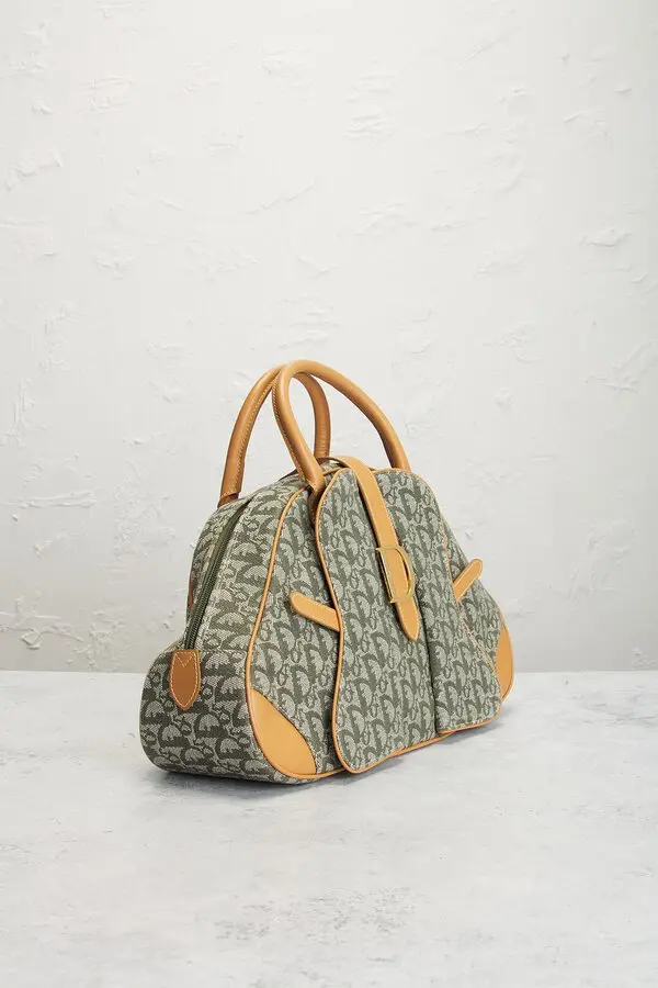 Dior Vintage Diorissimo Double Saddle Bowler Bag - Beige