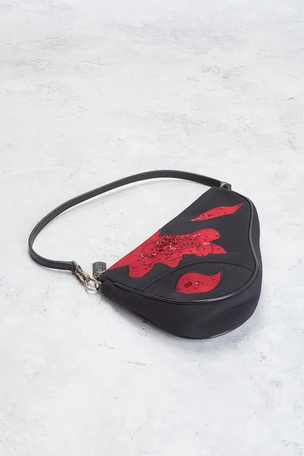Dior Satin Embroidered Mini Saddle Bag