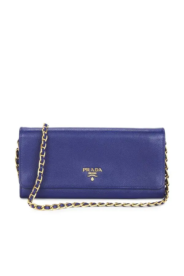 Prada Vitello Wallet On Chain - Blue