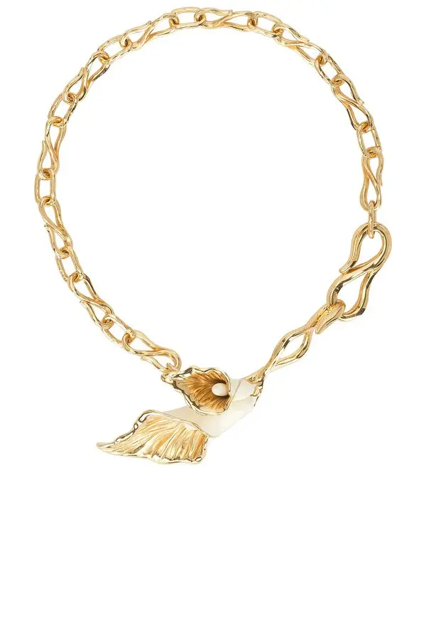 Chloé Flower Choker Necklace - Gold & White