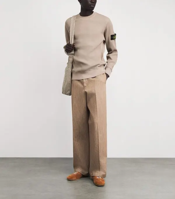 Stone Island Cotton Waffle-knit Crewneck Sweater