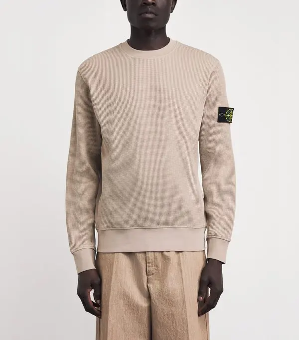 Stone Island Cotton Waffle-knit Crewneck Sweater