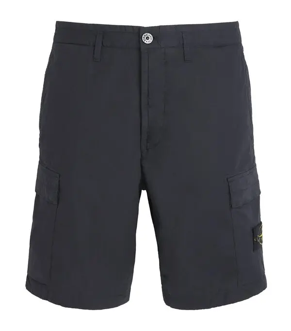 Stone Island Stretch Cotton Cargo Bermuda Shorts - Navy