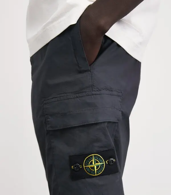 Stone Island Stretch Cotton Cargo Bermuda Shorts - Navy